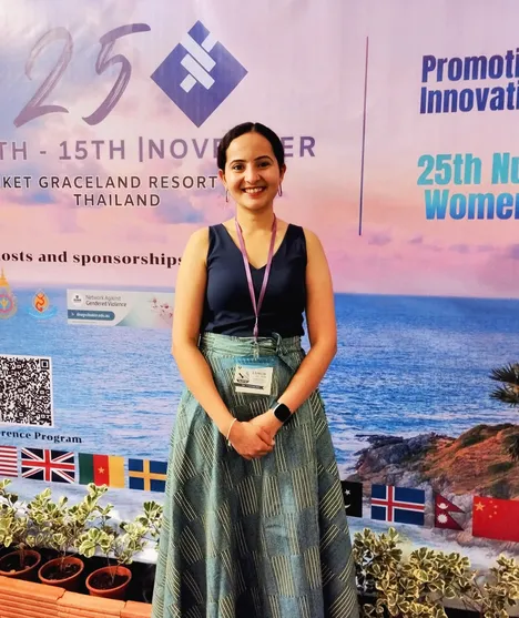 Shruti Shukla presents her research at the Conference of the Network on Violence Against Women ...